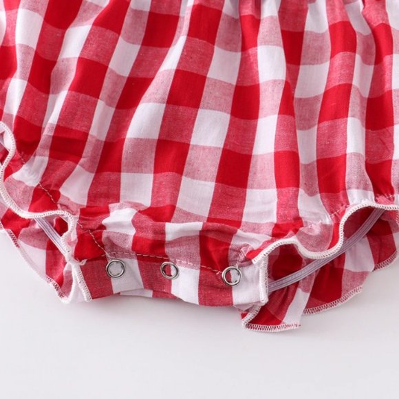 One Pieces | Boutique Minnie Mouse Baby Girls Red Plaid Romper Jumpsuit | Poshmark